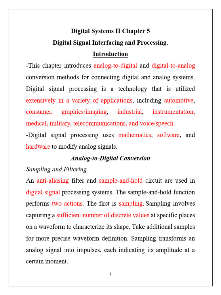 Digital Systems II Chapter 5 | PDF | Analog To Digital Converter | Sampling (Signal Processing)