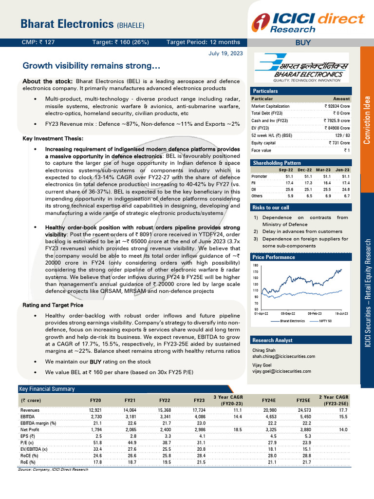 Bharat Electronics Stock Outlook 2024 | PDF | Expense | Military