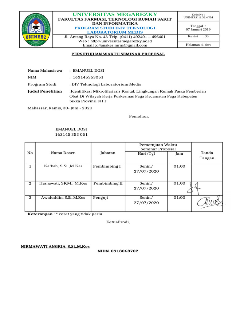 182 - Surat Persetujuan Seminar Proposal | PDF