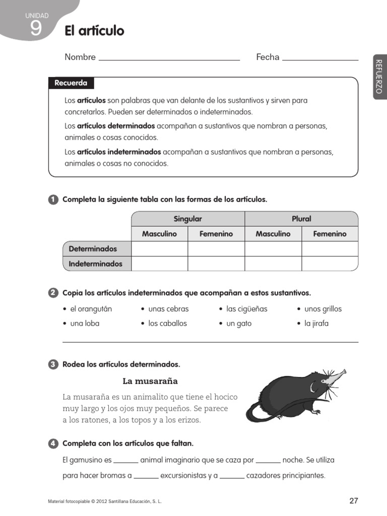 Artículos Determinados e Indeterminados | PDF
