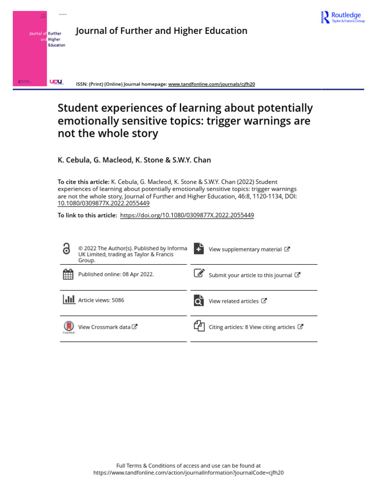 Student Experiences of Learning About Potentially Emotionally Sensitive ...