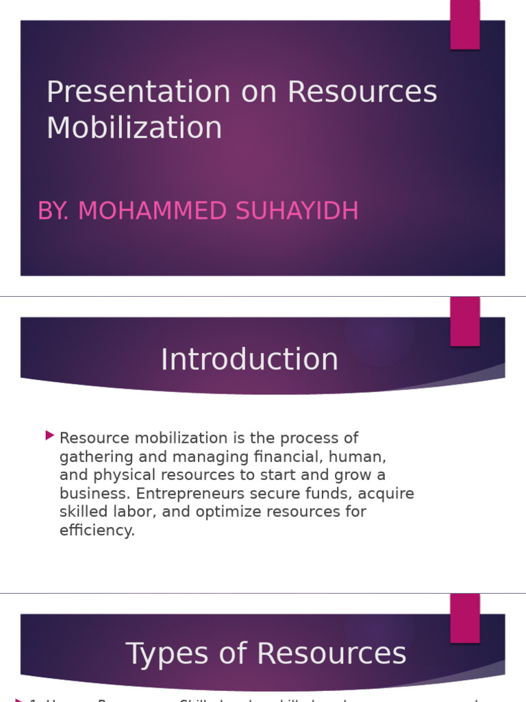 Ent - Project.resource Mobilization | PDF | Entrepreneurship | Resource