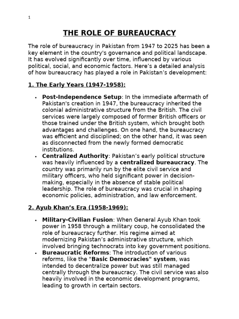 Bureaucracy's Evolution in Pakistan (1947-2025) | PDF | Pervez ...