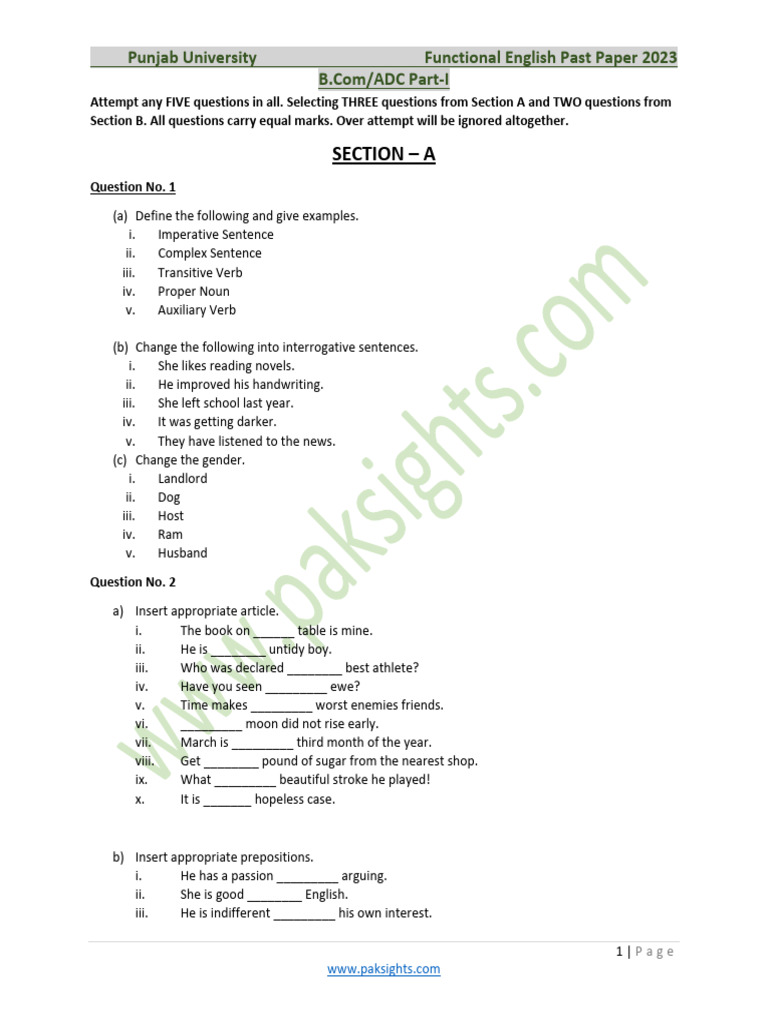 Functional English Past Paper 2023 | PDF | Morphology | Language Families