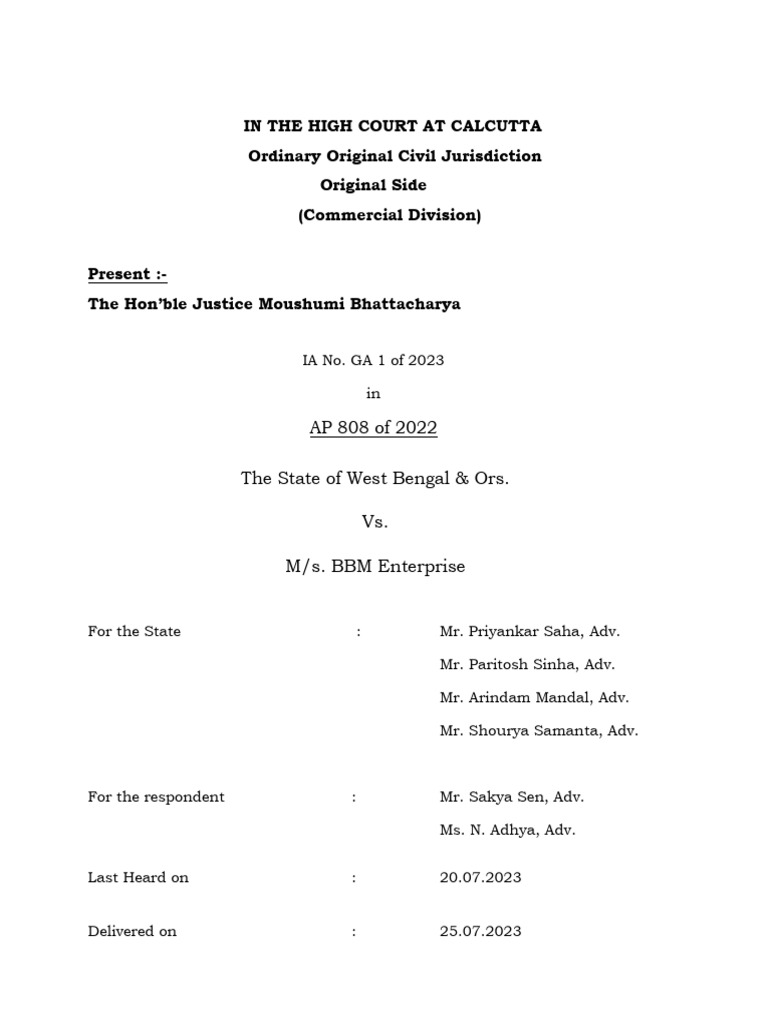 State of West Bengal Vs BBM Enterprise | PDF | Judiciaries | Public Law