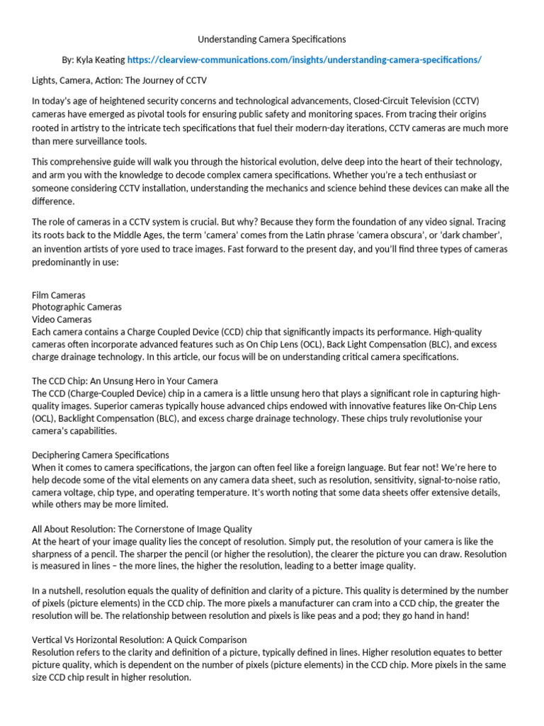 Understanding Camera Specifications | PDF | Camera | Display Resolution