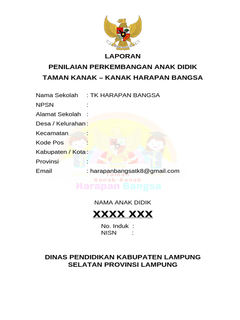 Rapot Kurikulum Merdeka Paud SMT I | PDF