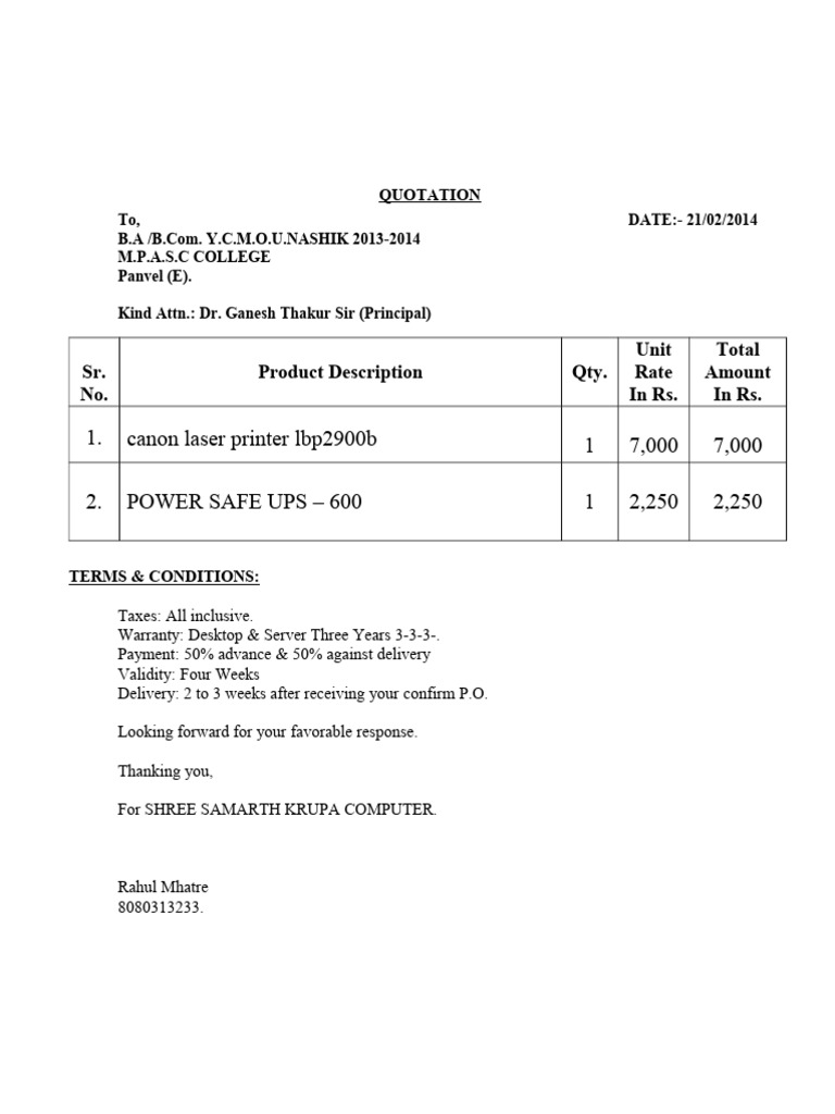 Proposal for AMC Services and Equipment | PDF | Printer (Computing ...