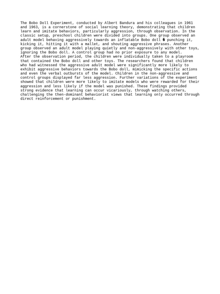 Bobo Doll Experiment Expanded | PDF