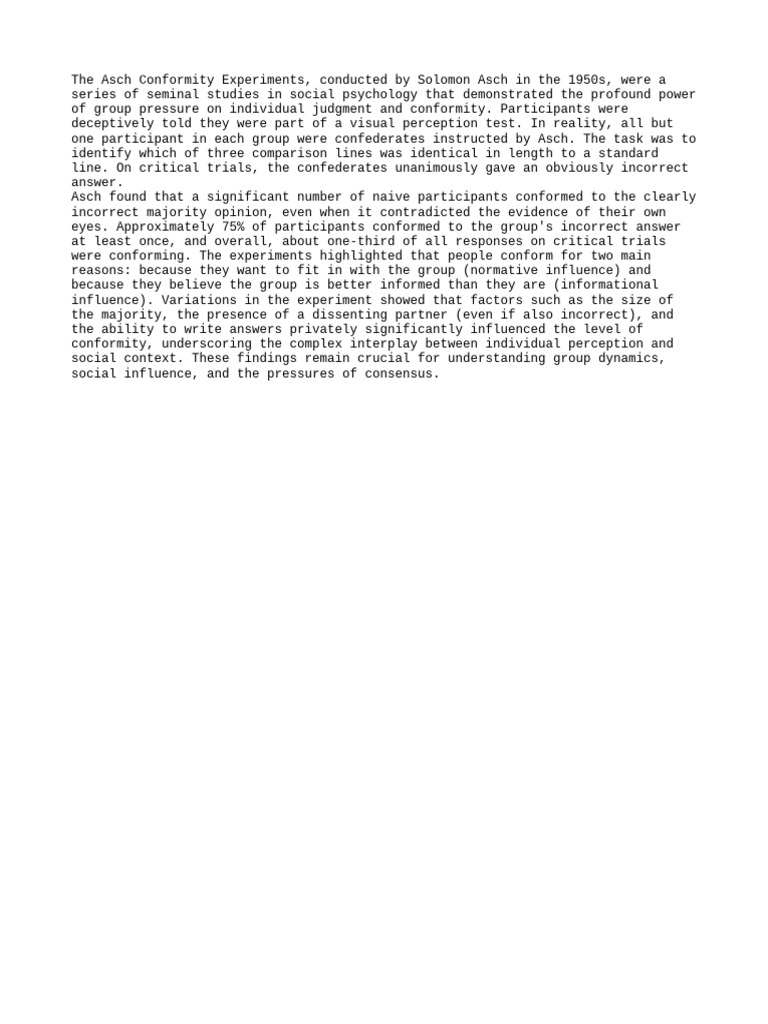 Asch Conformity Experiment Insights | PDF