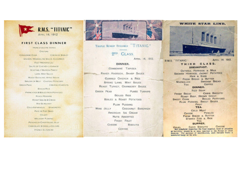 Titanic Menus | PDF