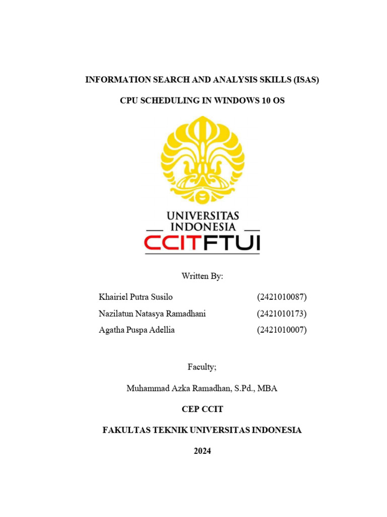 CPU Scheduling - Group 9 (Khairiel, Agatha, Nazilatun) | PDF | Scheduling (Computing ...