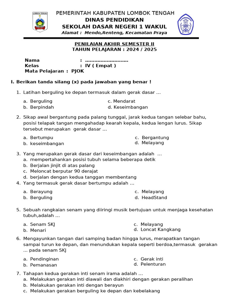 Soal Sas Pjok Kelas 4 Smt II | PDF