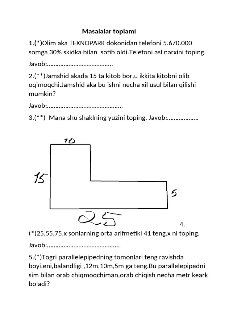 Masalalar Toplami | PDF