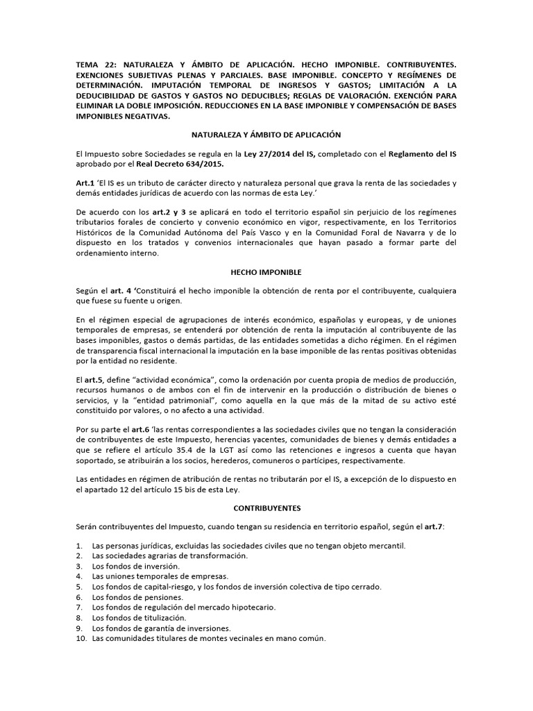 Tema 22 Impr | PDF | Depreciación | Impuestos