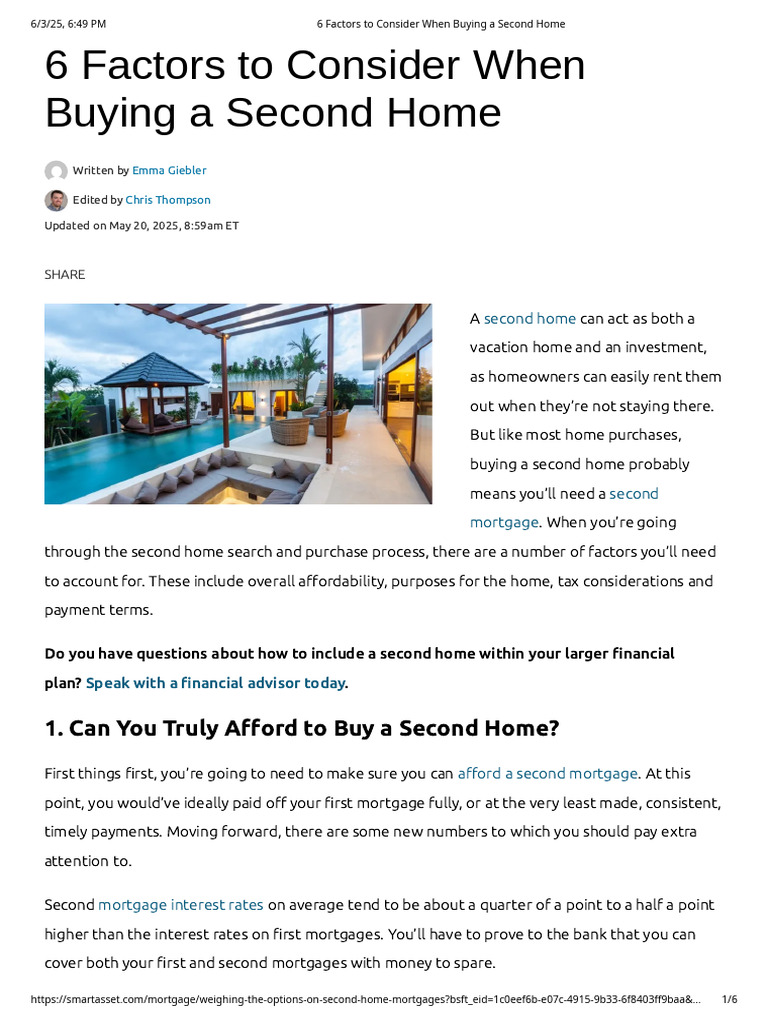 6 Factors To Consider When Buying A Second Home | PDF | Mortgages | Expense