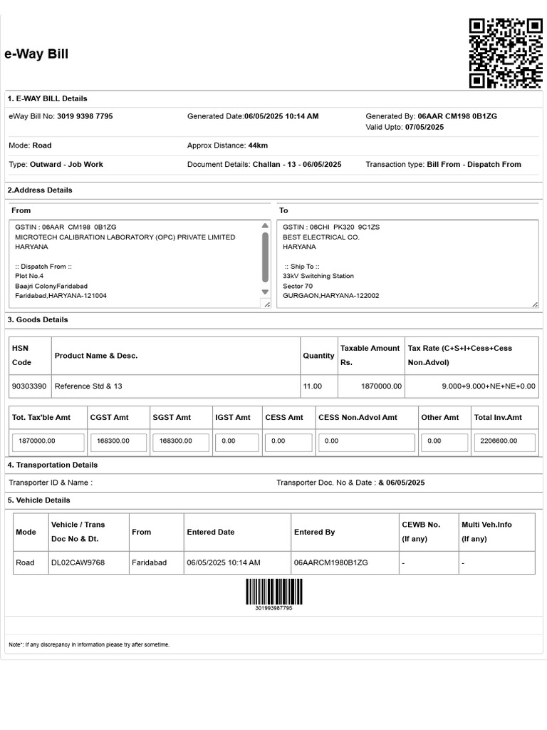 E-Way Bill Details and Transport Info | PDF | Public Finance | Economy ...