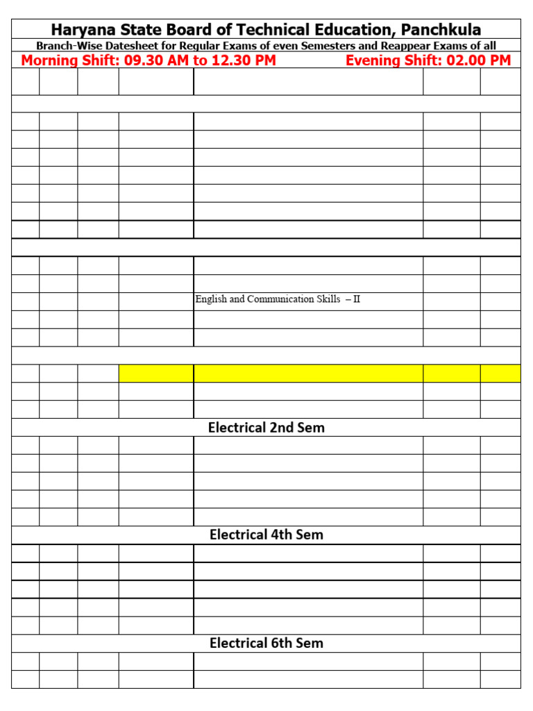HSBTE Diploma Exam Date Sheet 2025 | PDF | Pharmacy | Engineering