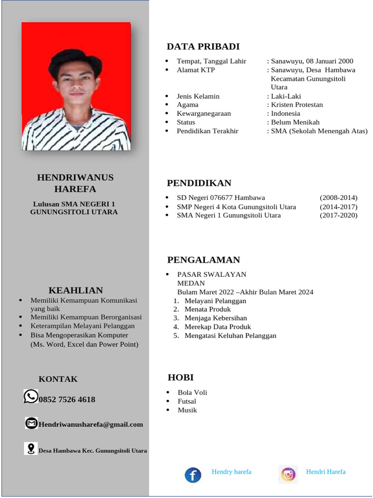 Cv Hendriwanus Harefa | PDF