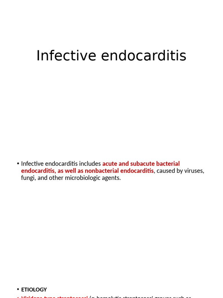 Infective Endocarditis | PDF | Streptococcus | Medical Specialties