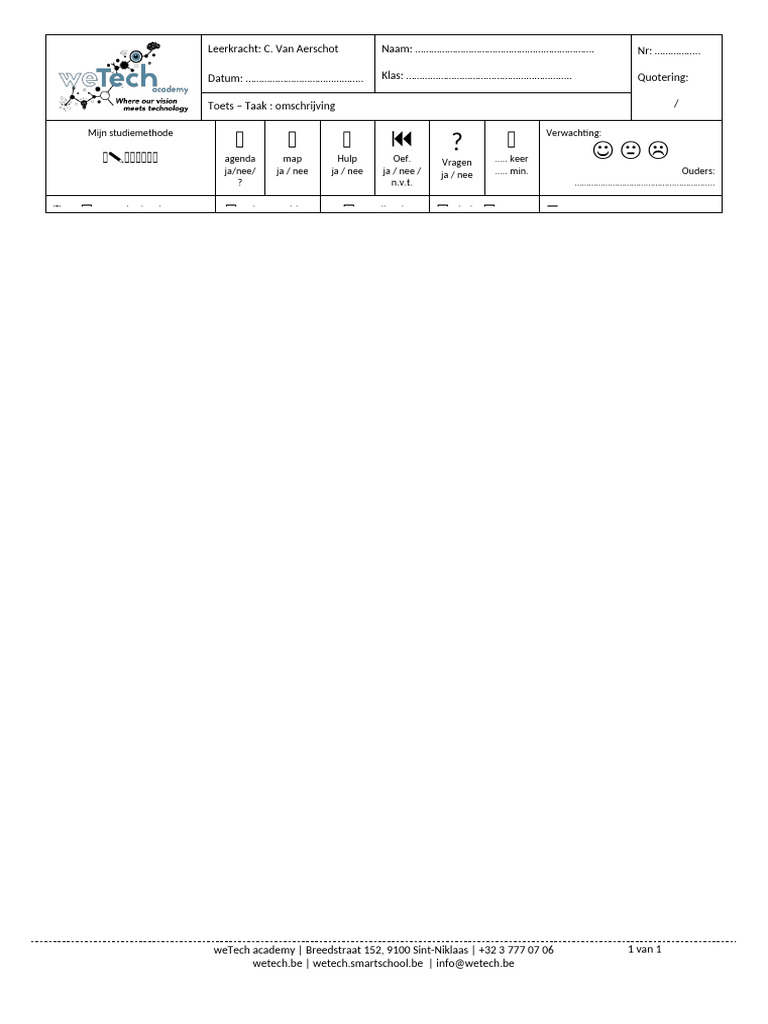 Toets - of Taakhoofding Stylo | PDF