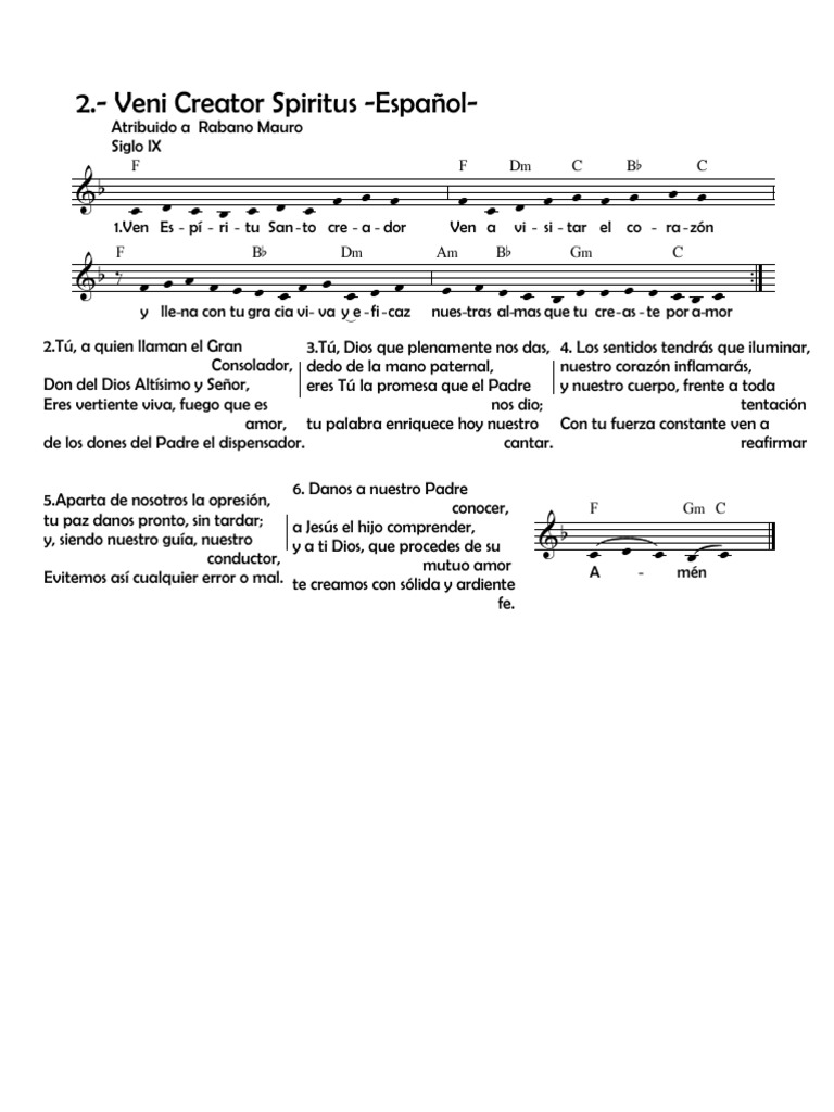 Partitura Veni Creator Spiritus | PDF