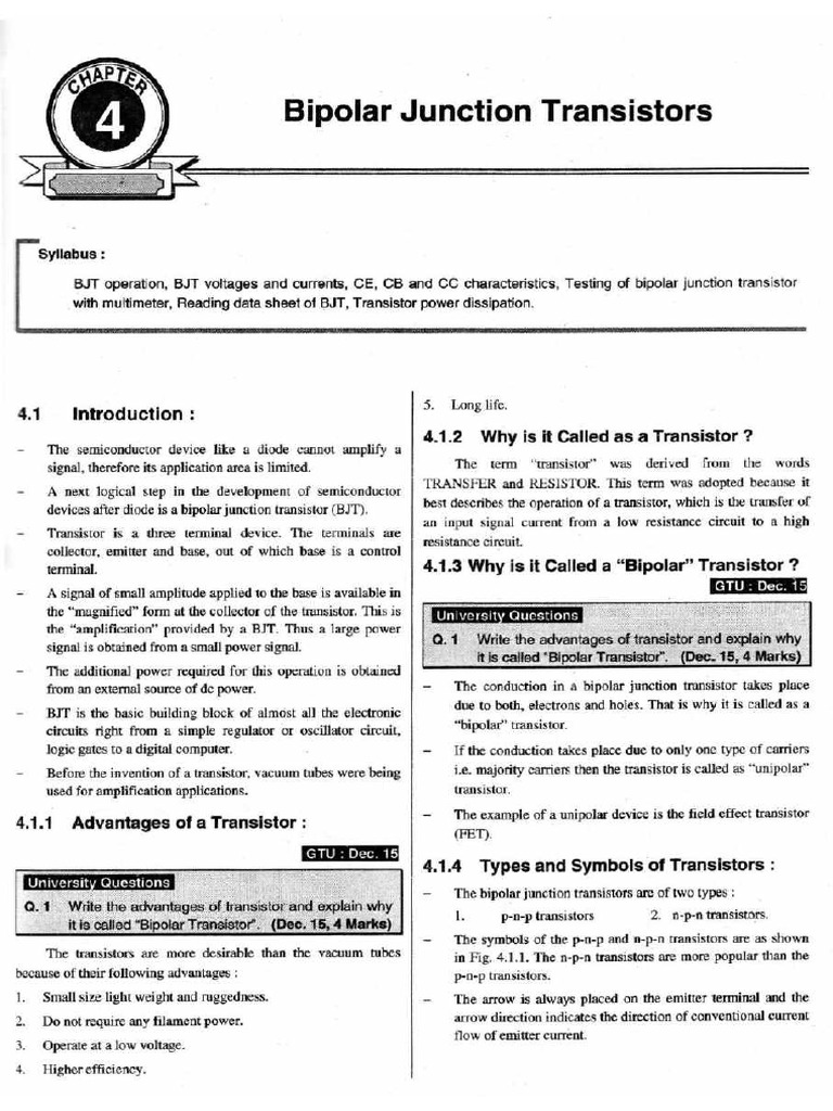 BOOK Unit 2 BJT and Its Biasing | PDF