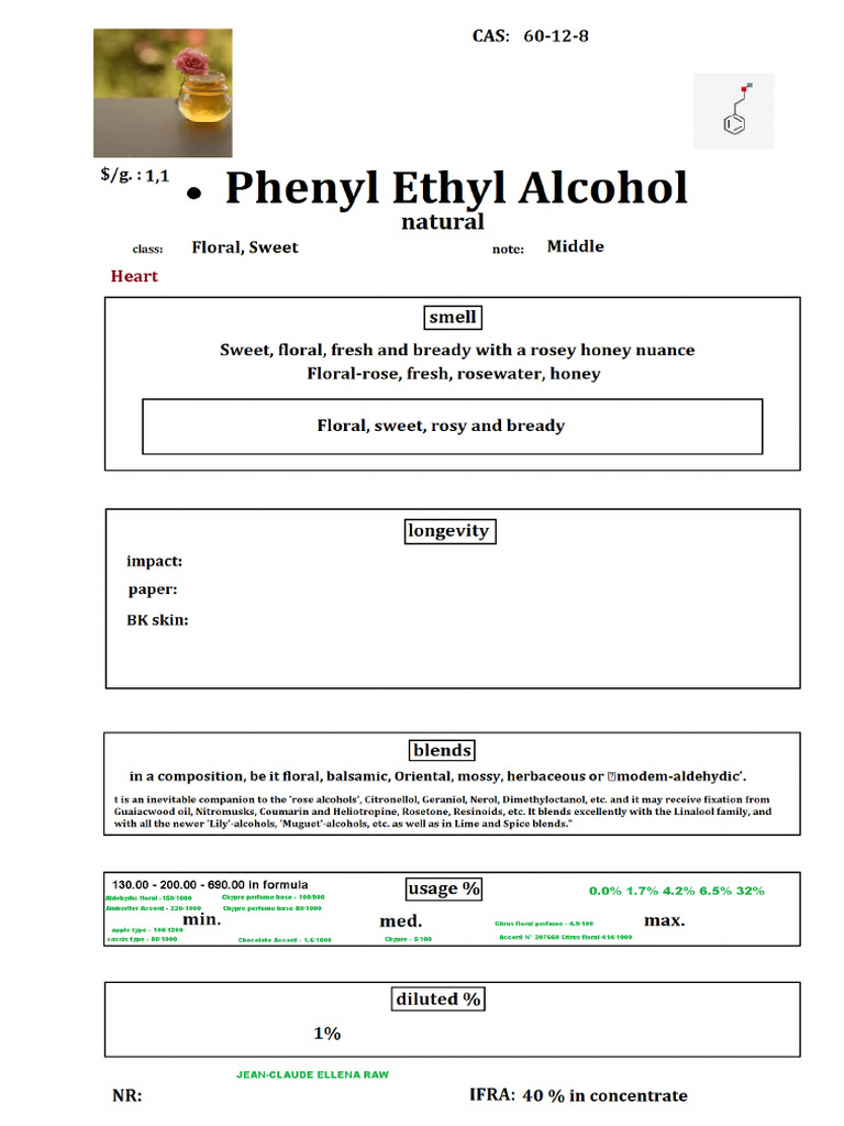 60-12-8 Phenyl Ethyl Alcohol Pea | PDF