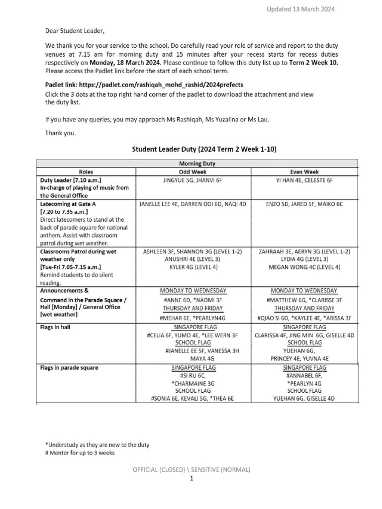 Prefect List 2024 | PDF