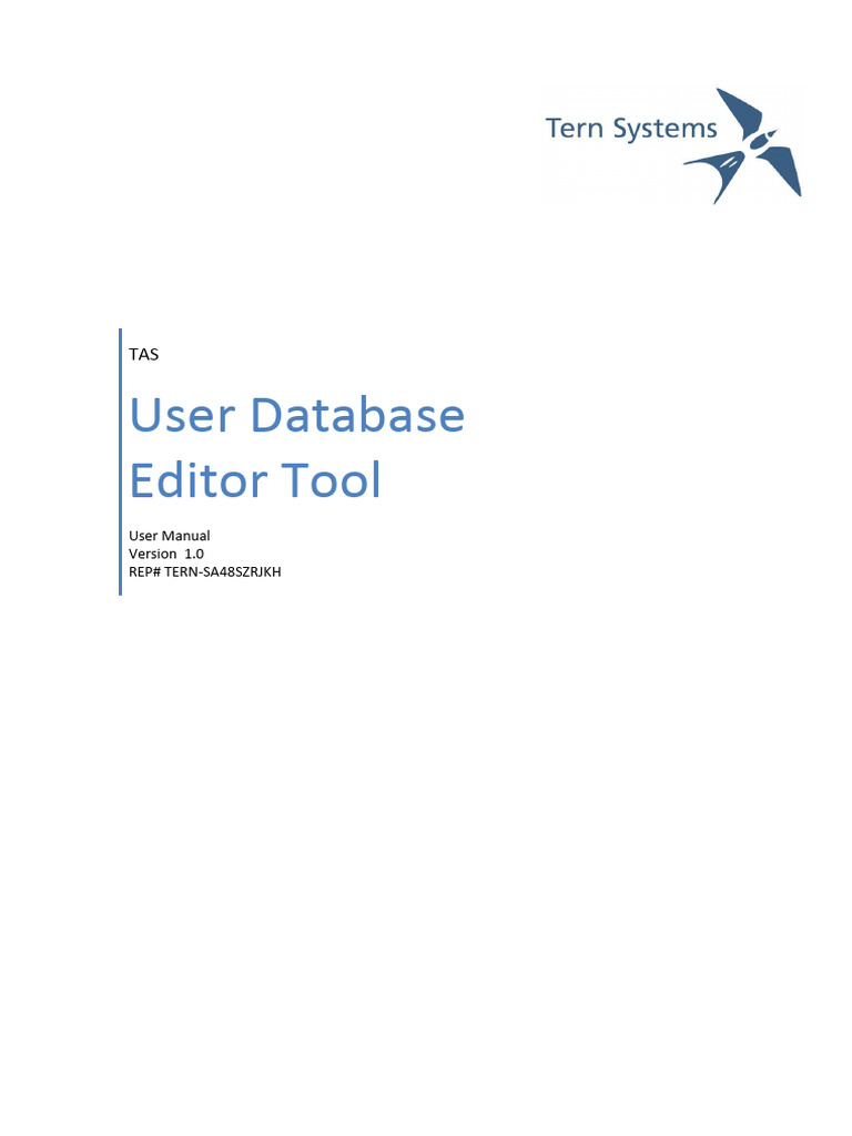 TAS User Database Editor Tool Manual | PDF | Databases | System Software