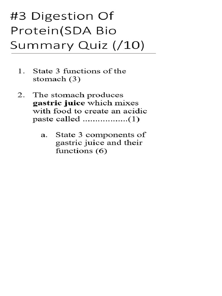 3 Digestion of Protein (SDA Bio | PDF
