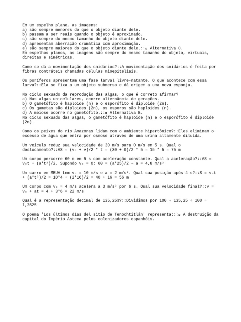 Flashcards Enem Biologia Fisica Optica | PDF