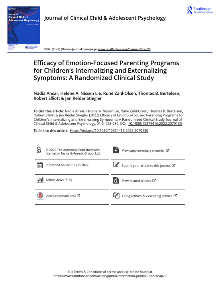 Efficacy of Emotion-Focused Parenting Programs For Children S ...