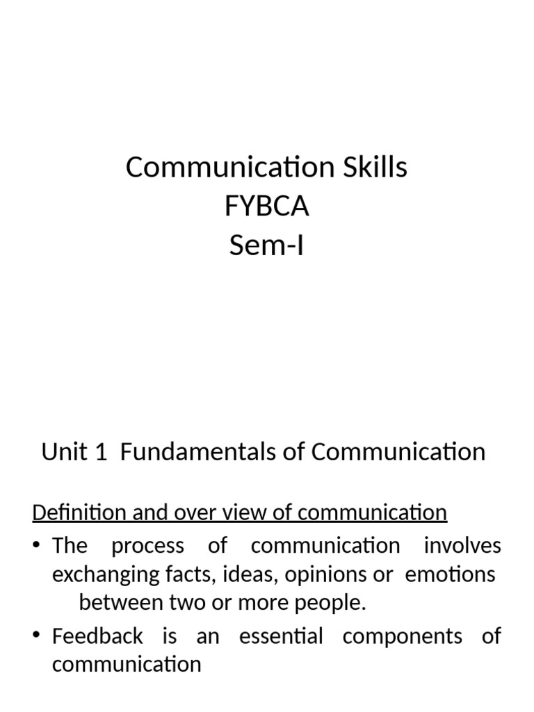 UNIT 1 Communication Skills | PDF | Communication | Sign Language