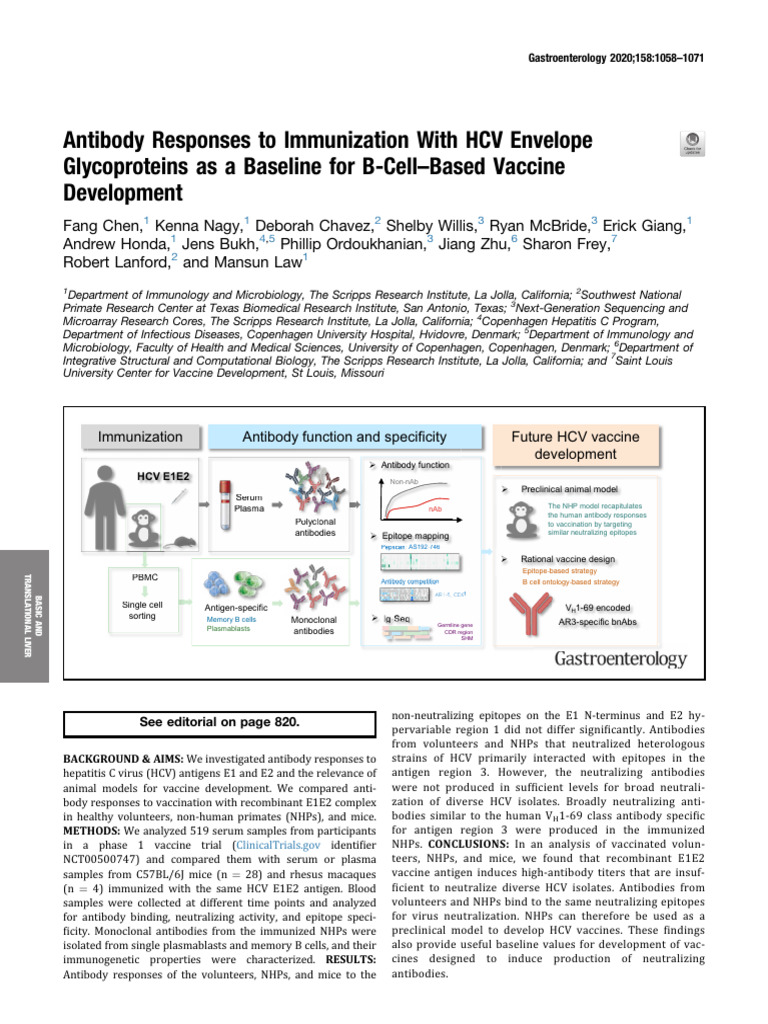 Antibody Responses To Immunization With HCV Envelo | PDF | Hepatitis C ...
