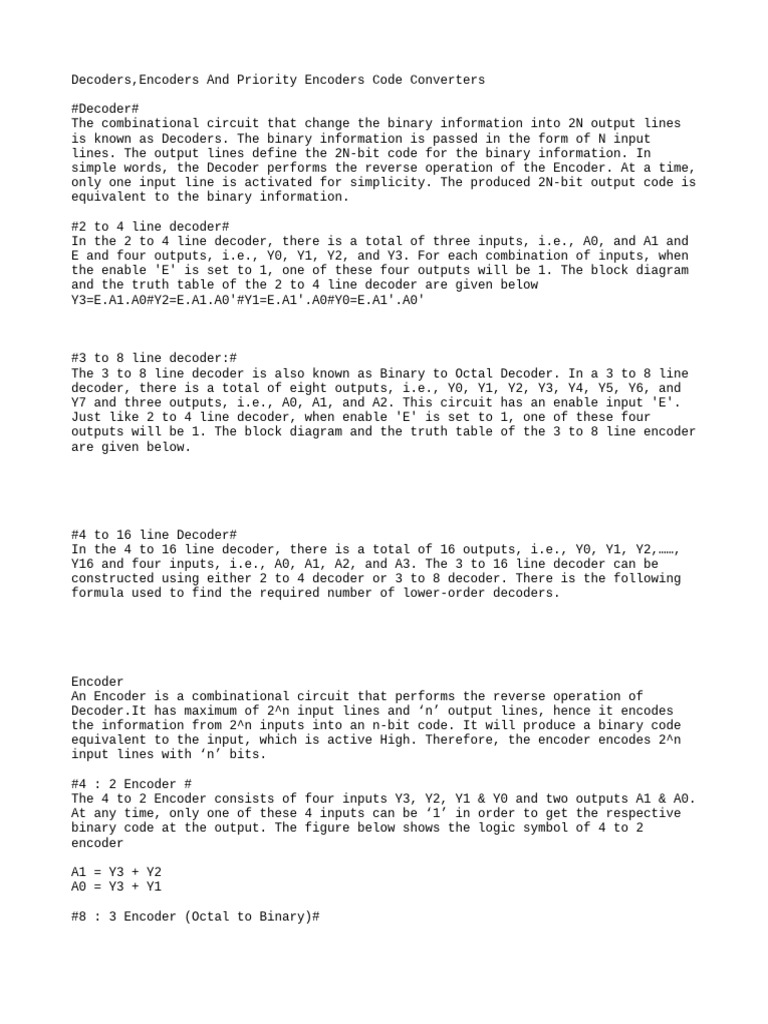 Unit2 - Combinational Circuits Part 2 | PDF | Encodings | Computer Engineering