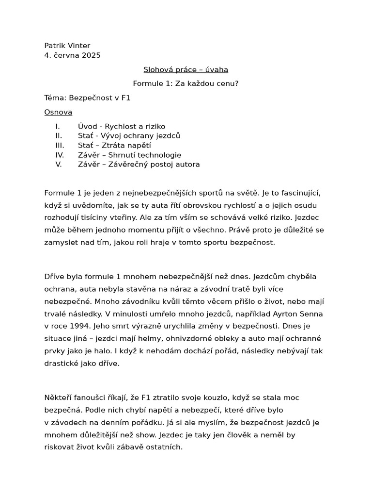 Patrik Vinter Úvaha - Koncept | PDF