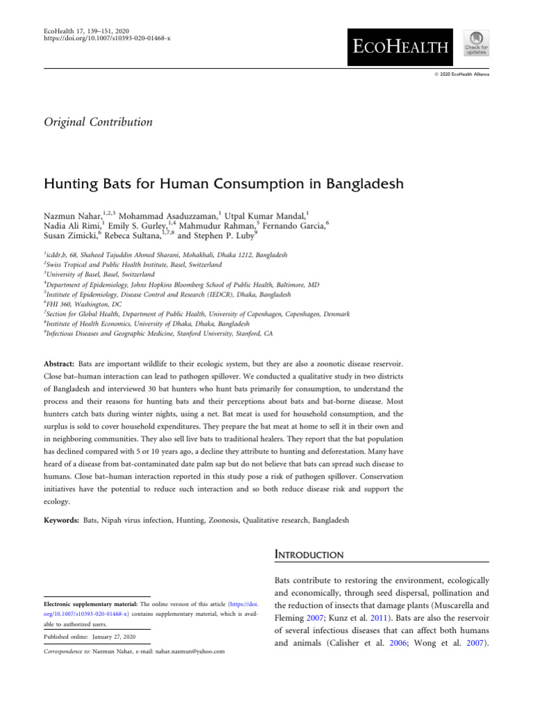Hunting Bats For Human Consumption in Bangladesh | PDF | Bat | Hunting