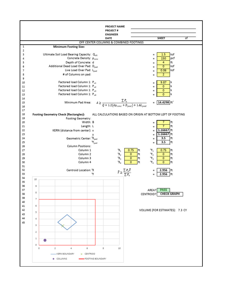 Off-Center Column Footing | PDF | Geometry
