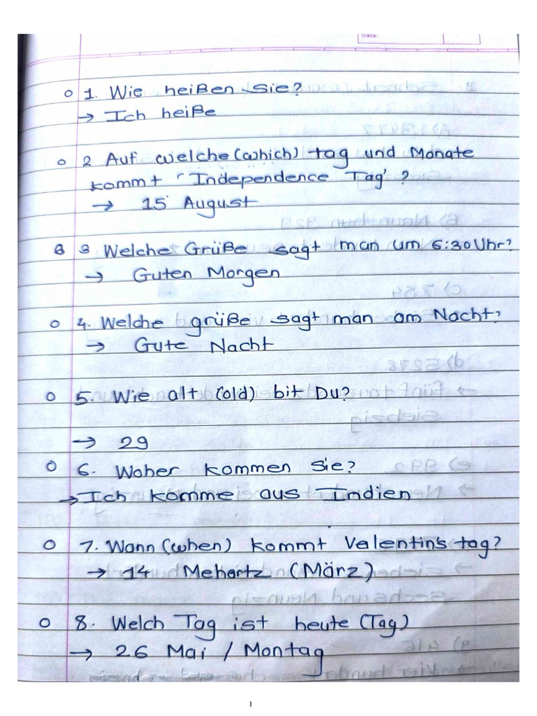 German Test 1 | PDF