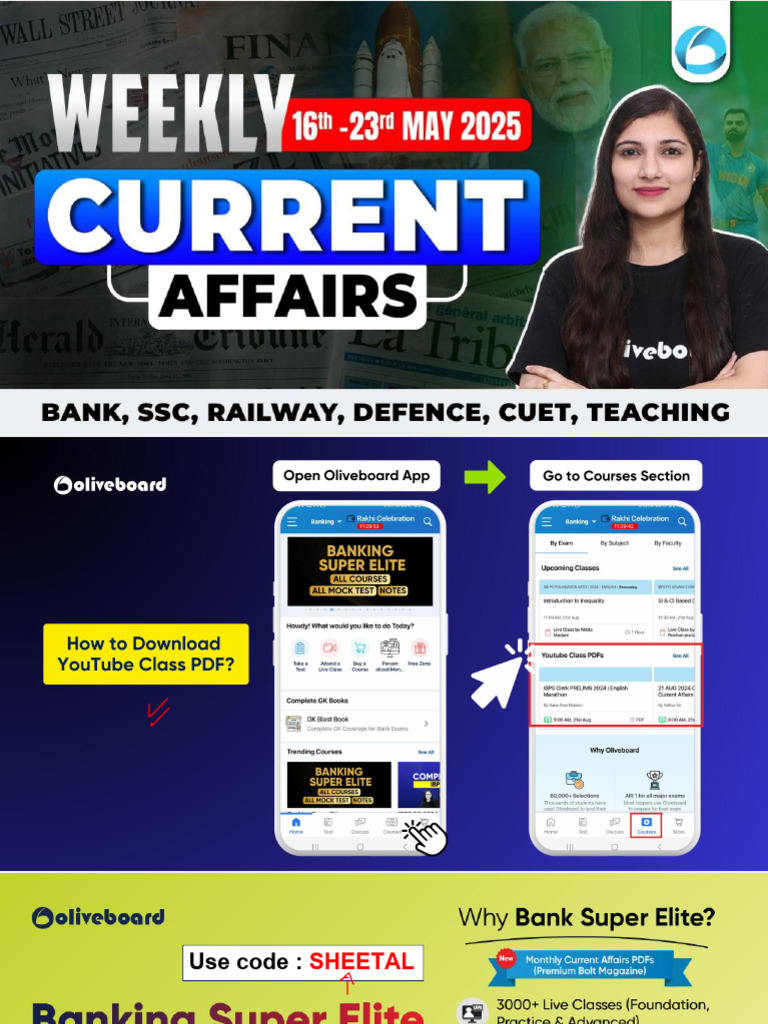 16th - 23rd May 2025 Weekly Current Affairs Mcqs | PDF