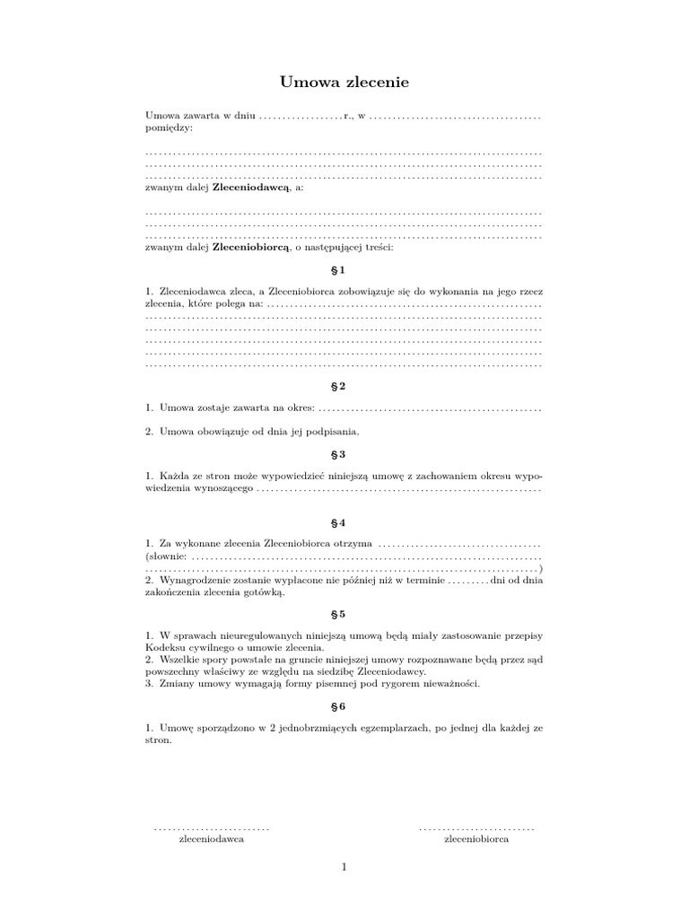 Umowa Zlecenie Wzor | PDF