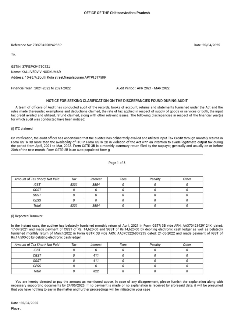 Notice For Discrepency | PDF | Taxes | Public Finance