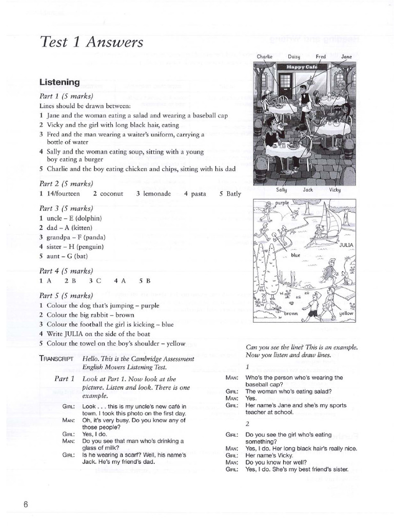 Movers Authentic 3 - Test 1 KEY | PDF