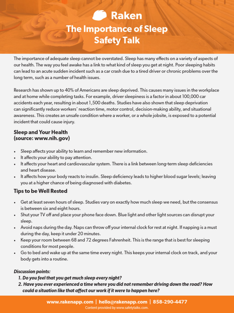 Sleep Deprivation and Workplace Safety | PDF | Sleep | Sleep Deprivation