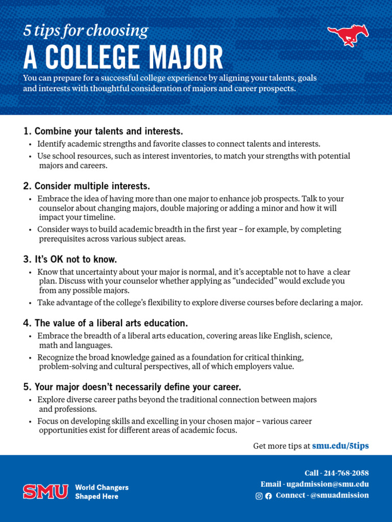 Intro Five Tips For Choosing A College Major | PDF