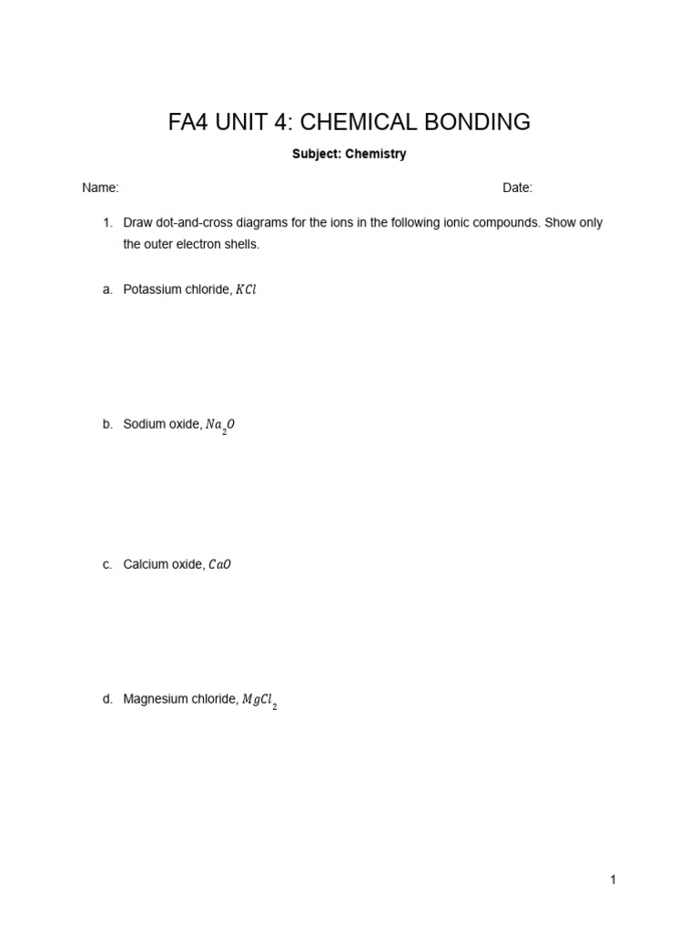 Fa4 Unit 4 - Chemical Bonding | PDF