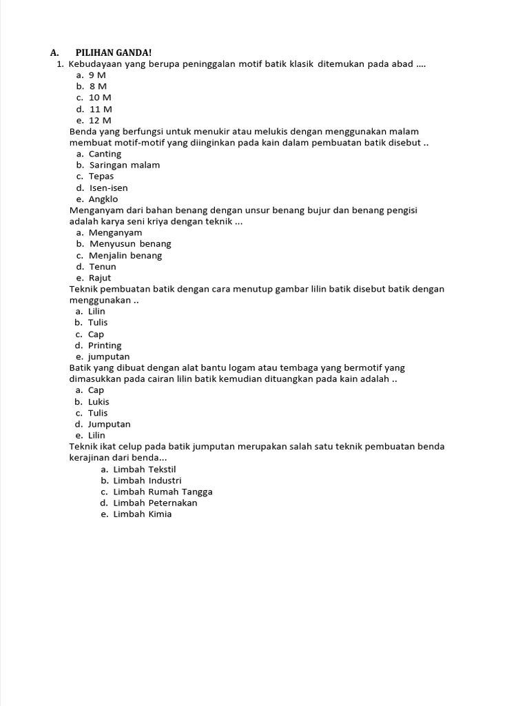 Soal Latihan Batik Digital | PDF