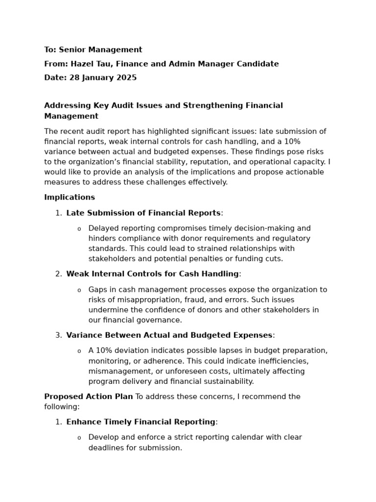 Written Assignment - Finance and Admin Manager 2025 Hazel Tau | PDF ...