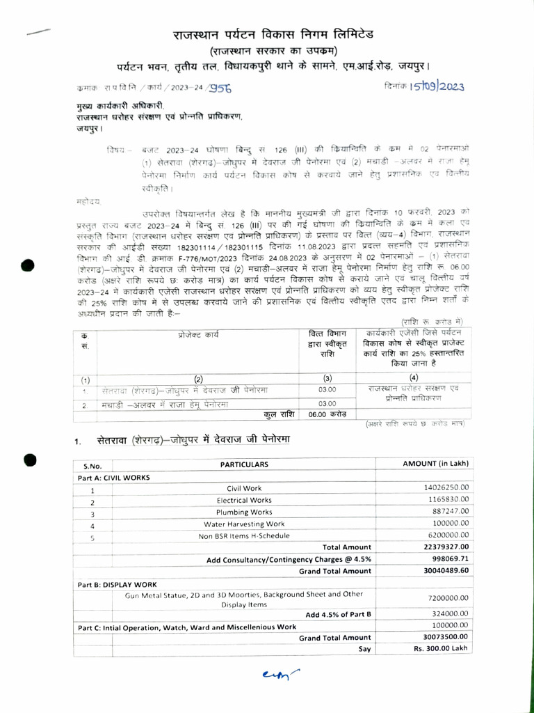 Devraj Ji - Raja Hemu - AF Sanction Rs. 6 Crs - 956 - 15092023 | PDF